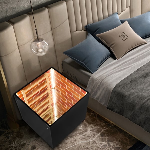 Modern Lighted Square Coffee Table with Infinity Mirror Effect ...