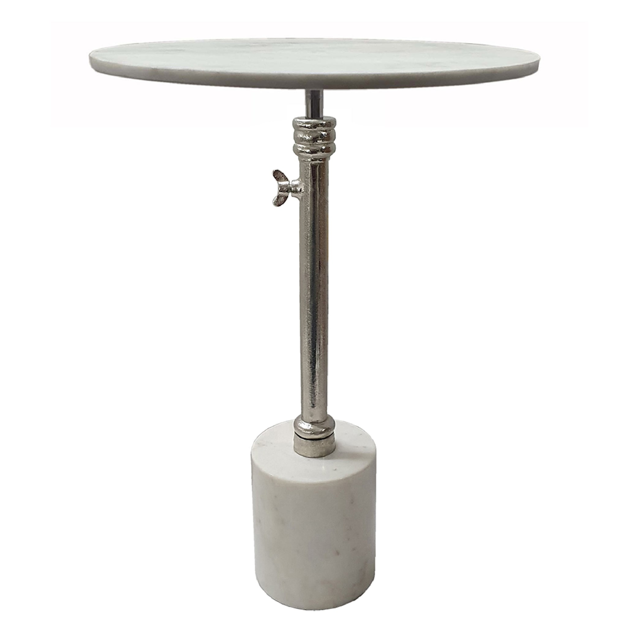 Egan Champagne Silver Finish Round Marble Top End Table by iNSPIRE Q ...