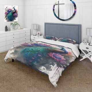 Designart "Cute Peacock Floral Art I" Multicolor Children's Art ...