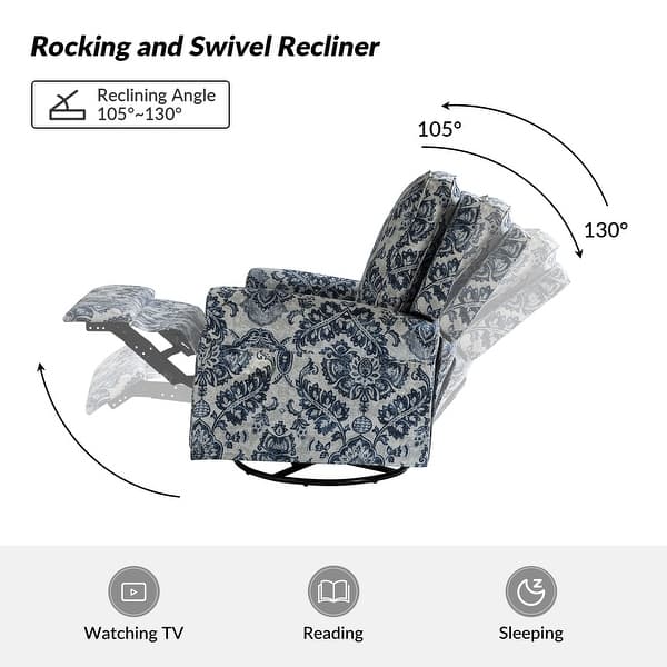 Roderich Farmhouse Floral Print Swivel Rocker Recliner with Rolled Arms ...