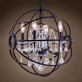 Foucault'S Orb Design 4 Lt 17" Dark Bronze Pendant With Clear Asfour ...