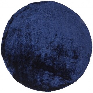 HomeRoots 10' Blue And Black Round Shag Tufted Handmade Area Rug - 120 ...