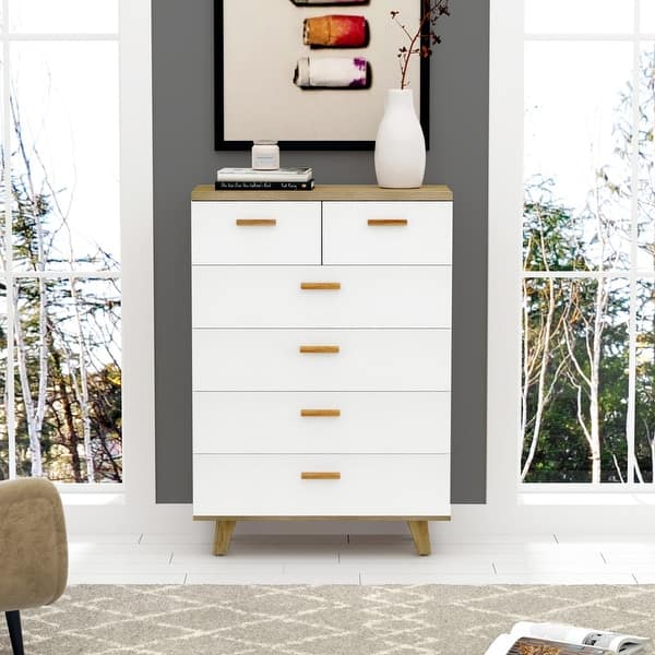 Five-story six-drawer wood grain with warm white matching drawer ...