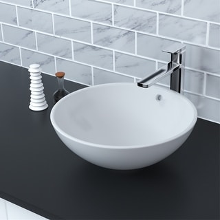 Above Counter Round Sink Basin in White Ceramic - 16.5" x 16.5" x 6.25 ...