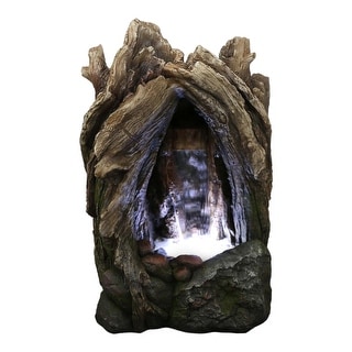 20" LED Lighted Tree trunk Waterfall Outdoor Garden Fountain - Bed Bath ...