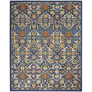 HomeRoots 8' X 10' Blue Floral Power Loom Area Rug - 8' x 10' - Bed ...