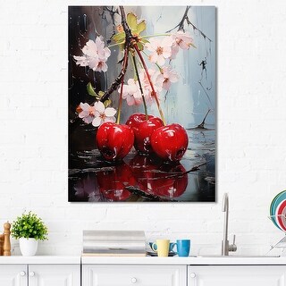Designart "Cherry Red Ruby Rhapsody " Fruits Wall Art - Bed Bath ...