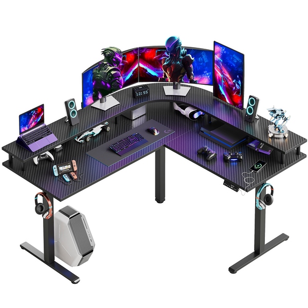Bestier 63 inch L Shaped Electric Standing Desk with Monitor Stand