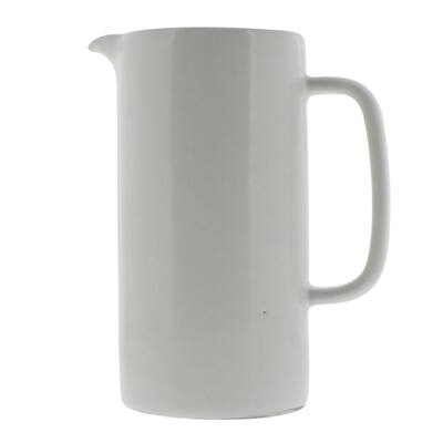 Ceramic Round Pitcher Design Accent Decor with Handle, Large, White ...