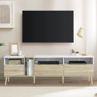 TV Stand TV Storage Console for TVs up to 80" with 3 Drawer, Two-Color ...