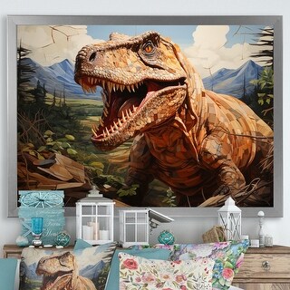 Designart "Dinosaur Prehistoric Legacy Pastoral II" Animals Framed Wall ...