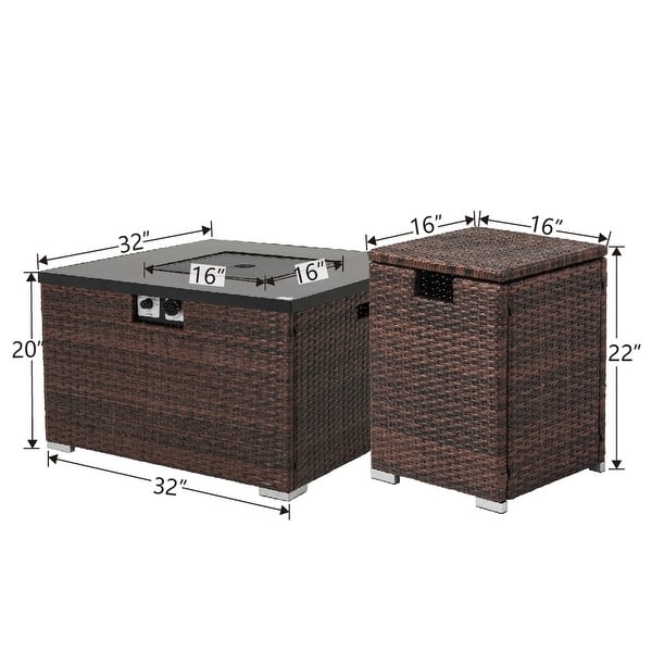 COSIEST Outdoor Propane Fire Pit Espresso Wicker Fire Table - Bed Bath ...