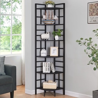 Corner Shelf, 6 Tier Tall Corner shelf, Industrial Corner Shelf Stand ...