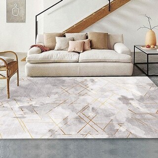 Modern Minimalist Lines Area Rugs,Gray-White,4x6 Feet - Bed Bath ...