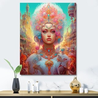 Designart "Glorious Goddess In Psychedelic Pastels" Fashion Woman Wall ...