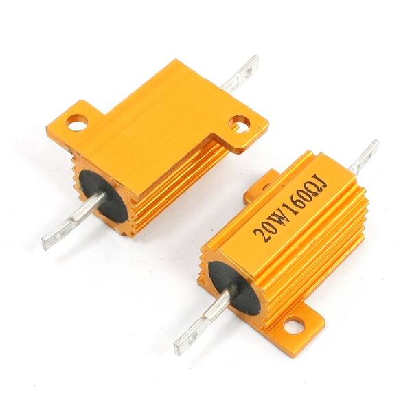 20W 160 Ohm Axial Wirewound Aluminum Case Resistor Gold Tone 2 Pcs ...