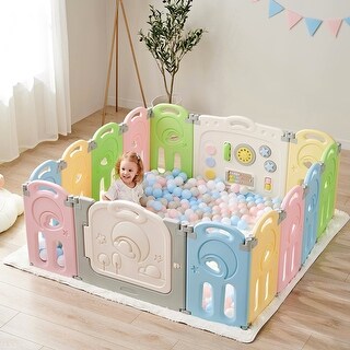 Cloud Castle Foldable Playpen, Baby Safety Play Yard with Whiteboard ...