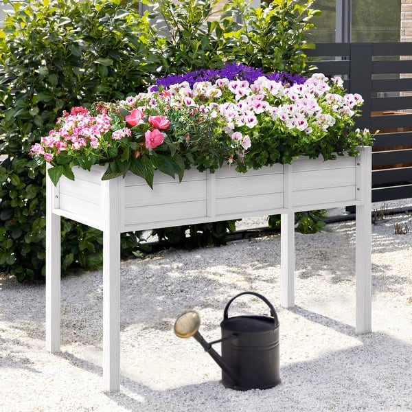 Moasis Poly Wood Raised Garden Bed Planter Box Stand for Backyard Patio ...