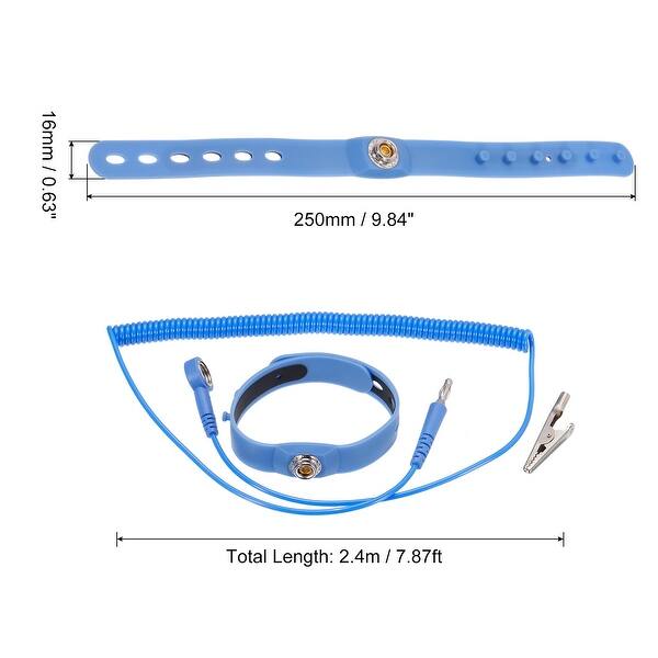 ESD Anti Static Wrist Strap 7.87ft Adjustable Antistatic Bracelet Wired ...