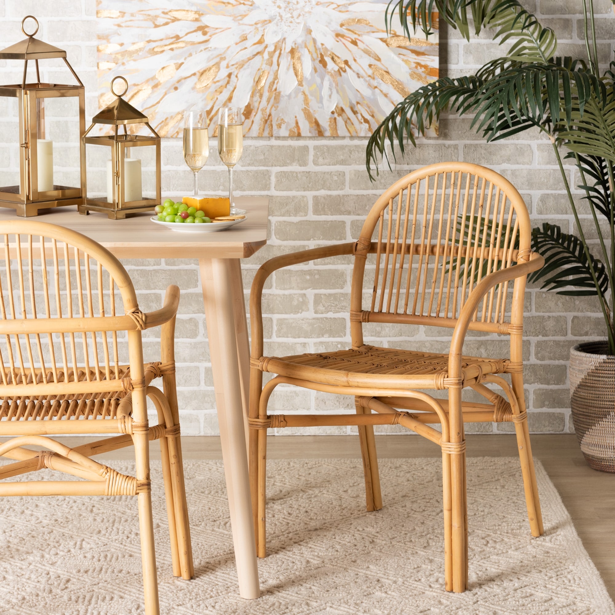 Luxio Modern Natural Finished Rattan Dining Chair - On Sale - Bed Bath ...