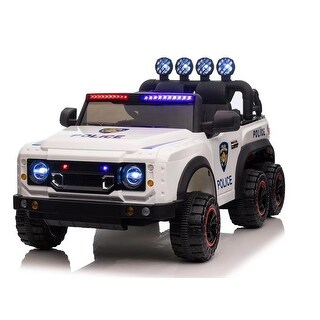 24V Kids Ride-On Police Car, 200W Motor, Three-Speed Settings, and ...