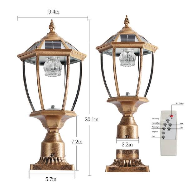 Retro gold Solar Column Headlights With Dimmable LED(2 pack) - Bed Bath ...