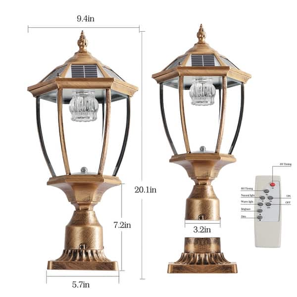 Retro gold Solar Column Headlights With Dimmable LED - Bed Bath ...