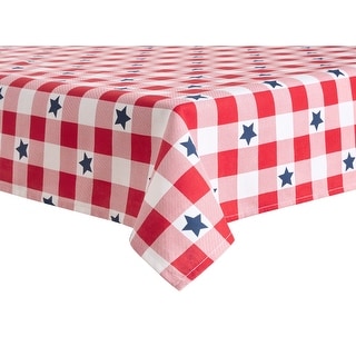 MARTHA STEWART Americana Star Gingham Plaid Indoor Tablecloth, Patriotic USA America Decor - Bed ...