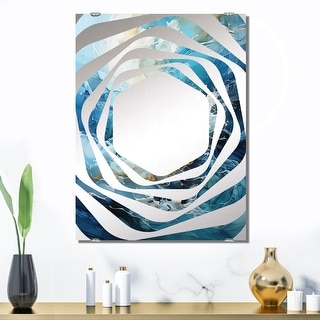 Designart "Modern Blue Goldn Wave Symphony II" Abstract Modern Waves ...