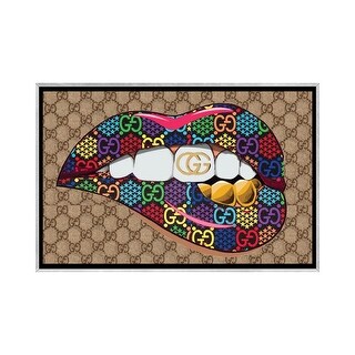 iCanvas "Gucci Logo Lips Pattern With Gold Teeth" by Julie Schreiber ...