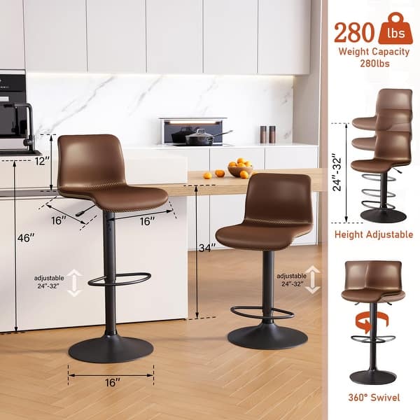 Swivel Bar Stools Set of 4, Counter Height Bar Stools w/ Back ...