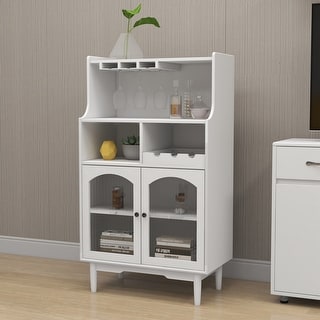 White wine cabinet with removable wine rack and wine glass rack, a ...