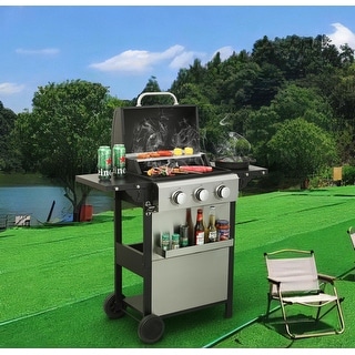 3-Burner Propane Gas BBQ Grill, 25650BTU Output With Wire Enamel ...