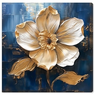 Gilded Bloom in Cobalt Canvas Elegant Floral Art by Art Remedy - Bed ...