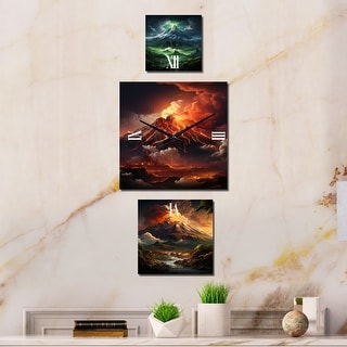 Designart "Volcano Volcanic Awakening" Mountains Oversized Traditional ...