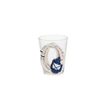 Resin Nautical Rope Shot Glass Coastal Nautical Ocean Beach Marine 1.97 ...