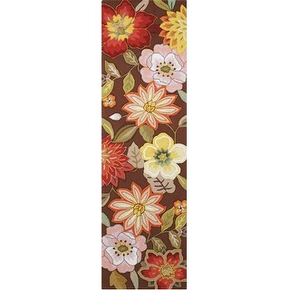 HomeRoots8' Brown Floral Hand Hooked Handmade Runner Rug - 8' Runner ...