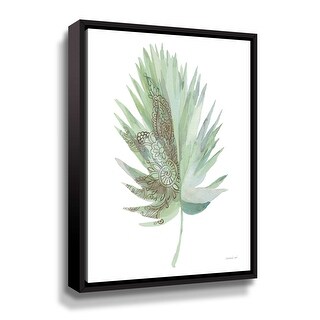 Boho tropical Leaf IV Green Floater-Framed Gallery Wrapped Canvas - Bed ...