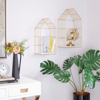 CosmoLiving by Cosmopolitan Gold Metal Contemporary Wall Shelf (Set of ...