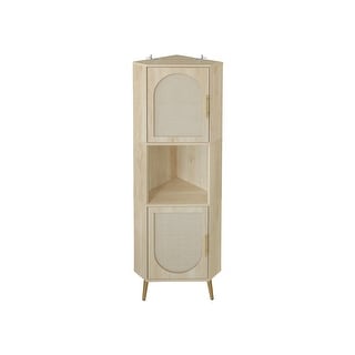 Bathroom Storage Cabinet Triangle Wardrobe with Open Shelf, Natural ...