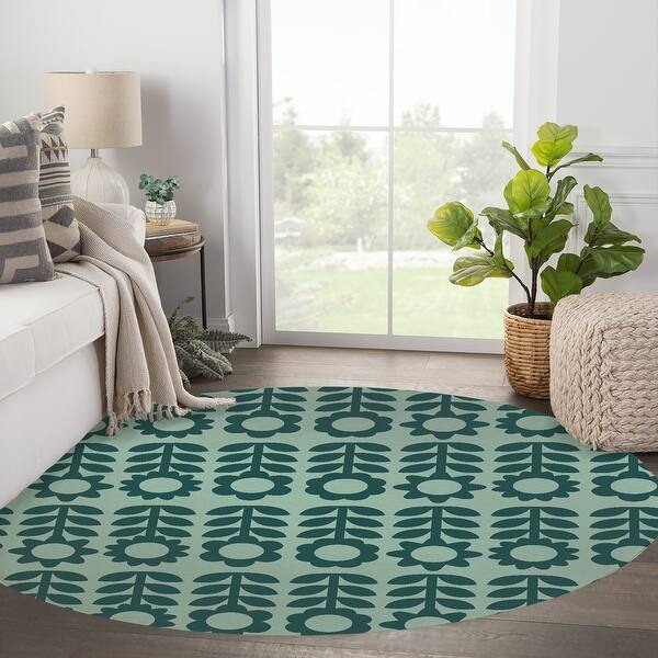green flower pattern rug