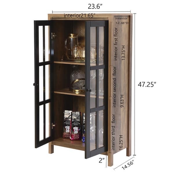 Natural Wood Glass 2-Door 47.25