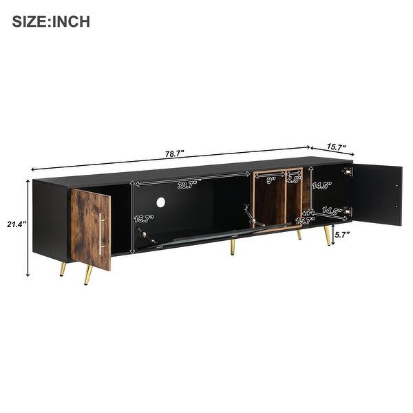 Modern Two-Tone TV Stand for 80-Inch TVs - Fluted Glass Door - Bed Bath ...