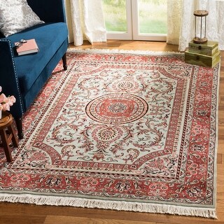 Asian Hand-knotted Royal Kerman Black and Red Wool Rug (6' x 9') - 6' x ...