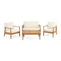 Nicholson Outdoor 4-seat Acacia Chat Set by Christopher Knight Home ...