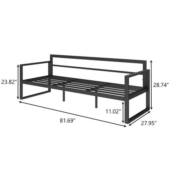 Patio Furniture Metal Couch 3-seat All-weather Outdoor Black Metal Sofa ...