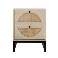 2 Drawer Nightstand With 2 Large Storage Drawers, Circular Handle Mid ...