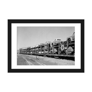 iCanvas "1960s Railroad Freight Train Carrying Automobiles And Pickup ...