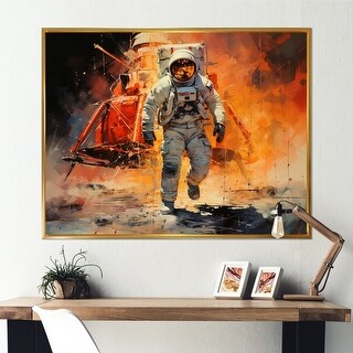 Designart "The Apollo 11 Moon" People Framed Canvas Wall Art - Bed Bath ...