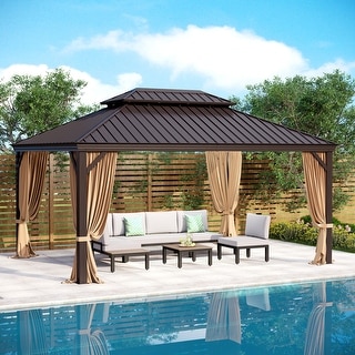 MAISON ARTS 12X16 FT Hardtop Aluminum Permanent Gazebo Double Roof ...